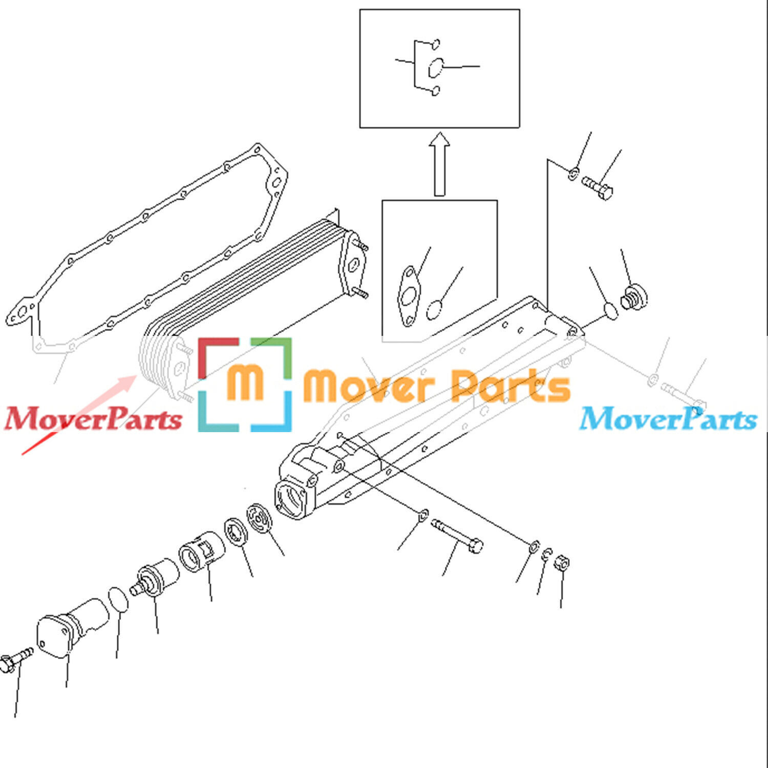Element Oil Cooler 6151-61-2111 for Komatsu Excavator PC400LC-5 Engine ...