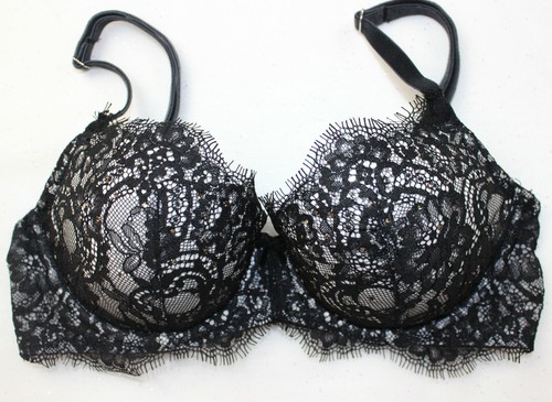 Victoria's Secret Size 32C 10C Black White Lace Demi Luxury Bra Dream ...