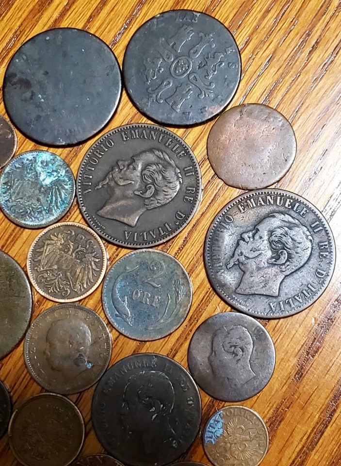 Small Group Of Old Foreign Copper Coins From 1845 - 1933. World Coins ...