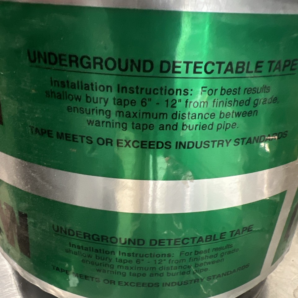 Underground Detectable Tape: 6 in x 1000 ft. Green/Black CAUTION BURIED ...