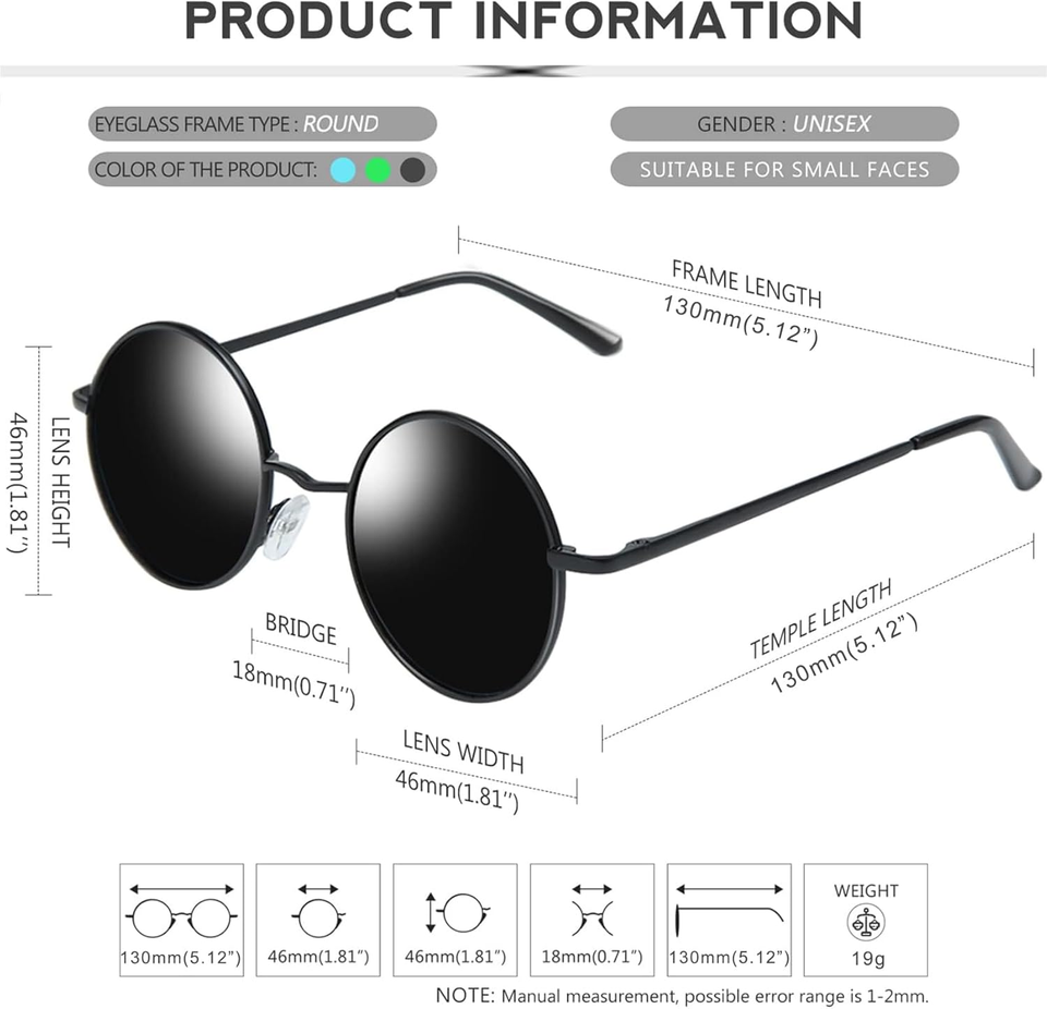 Occhiali Da Sole Rotondi Uomo Donna Polarizzati UV400 Tondi Cerchio ...