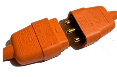 10Amp In-Line Flex Connector 3 Pin Cable Wire Joiner 3 Core Orange ...