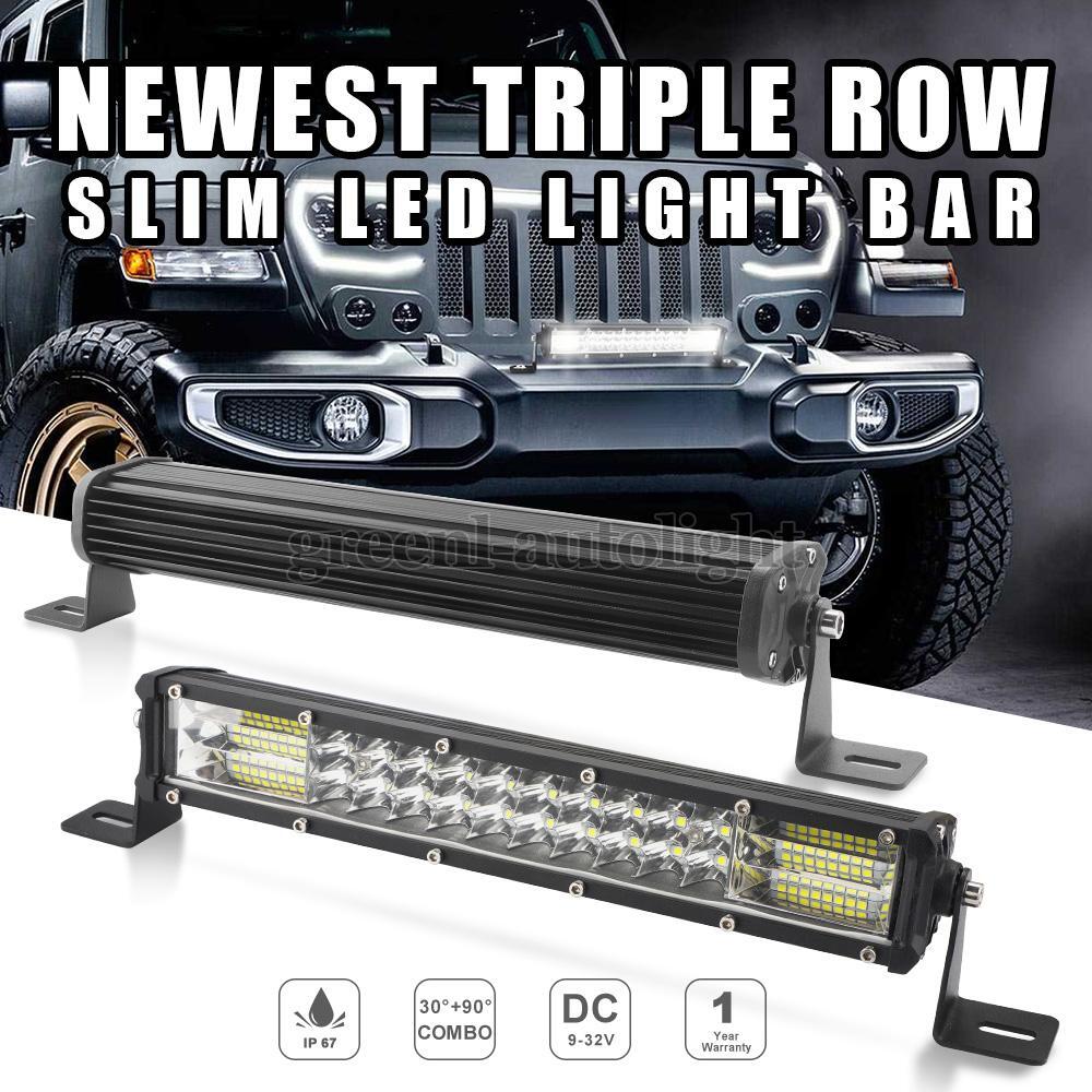 10inch LED Work Light Bar Tri-Row Combo Spot Flood Driving Truck SUV ...