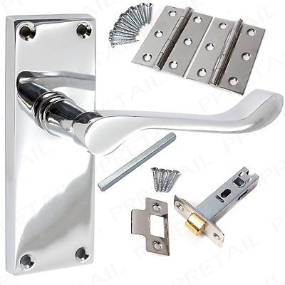 MIRROR CHROME INTERIOR DOOR HANDLES SET ~COMPLETE KIT~ Internal Lever ...