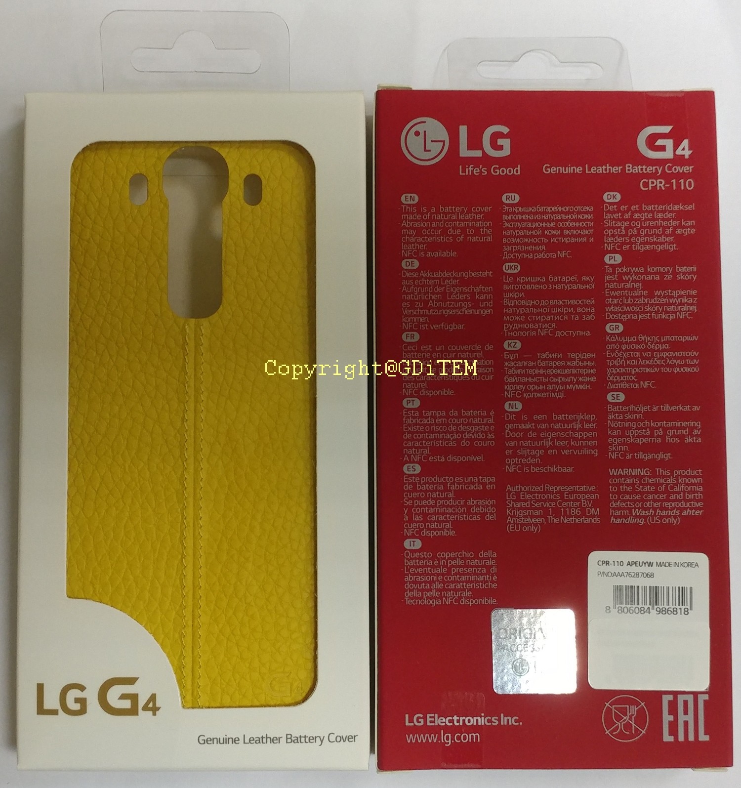 LG G4 Genuine Leather Back Cover CPR-110 H815, H818, H818P, H815T ...