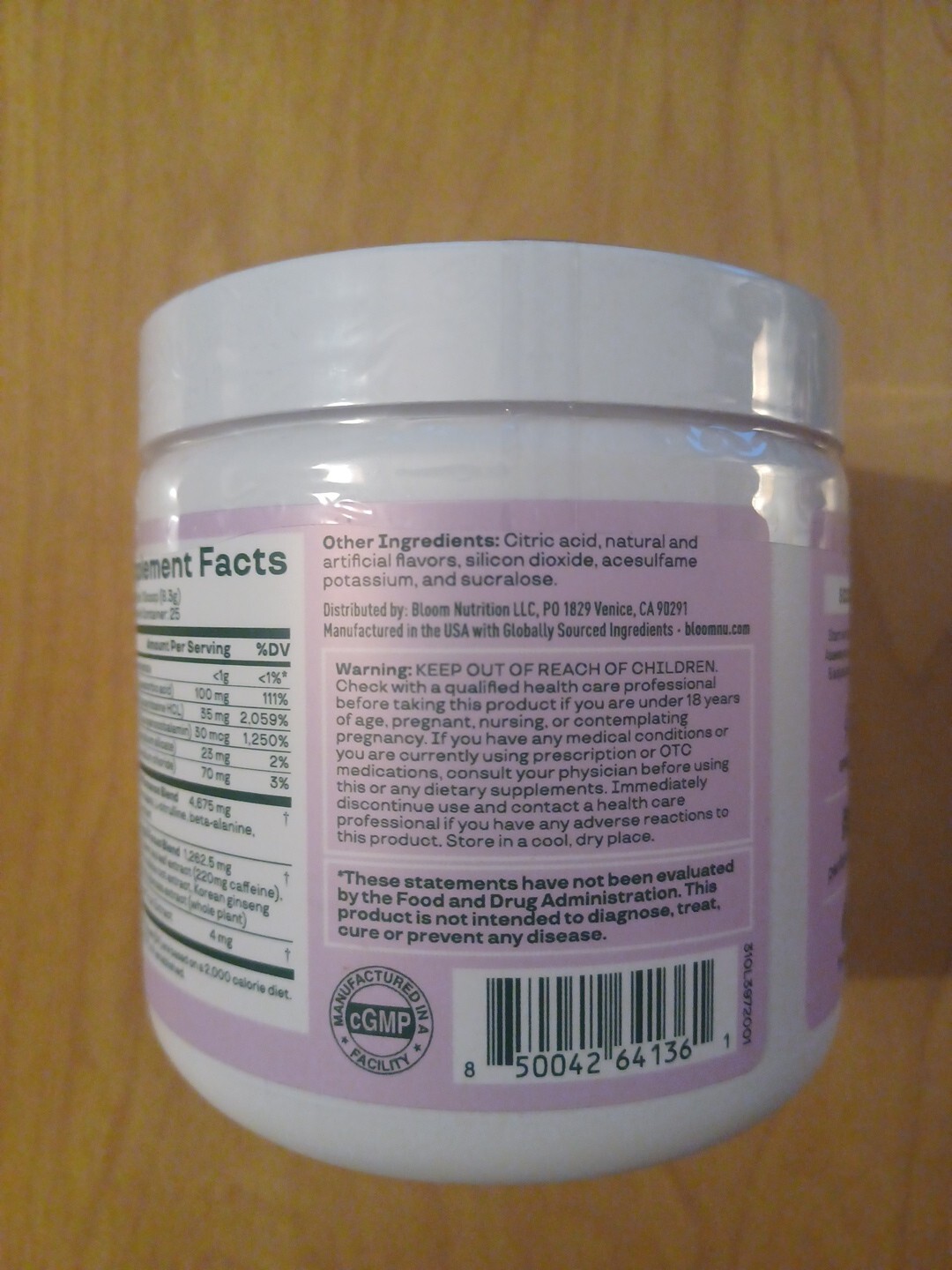 Bloom Nutrition High Energy Pre-Workout, Raspberry Lemonade, 25 Servings