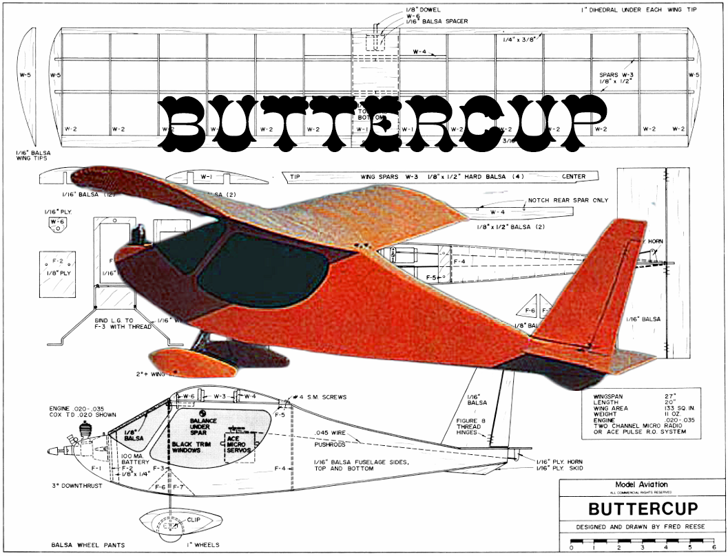 Buttercup .020 Sport Model 27" WS RC Airplane Laser Cut Balsa Short Kit ...