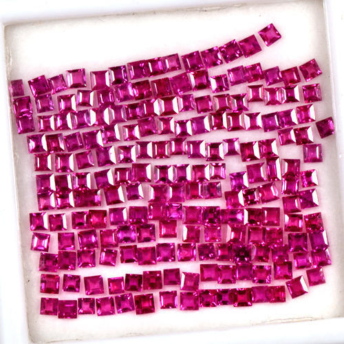 30.49 Cts Natural Top Blood Red Ruby Square Cut Lot Gemstone 2.5mm Gem ...