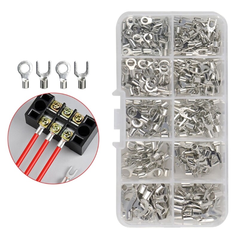 320pcs Non-Insulated Fork U-Type Terminals Wire Crimp Fork End Cable ...