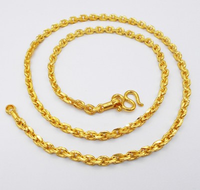 5 MM Chain Necklace Thai Baht Yellow Gold Plated 22K 23k 24k Jewelry 24 ...