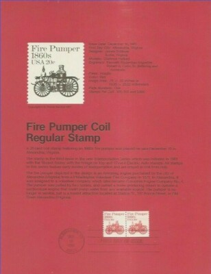 FIRE ENGINE PUMPER 1860s TRANSPORTATION COIL 1981 USPS FD Souvenir Page ...