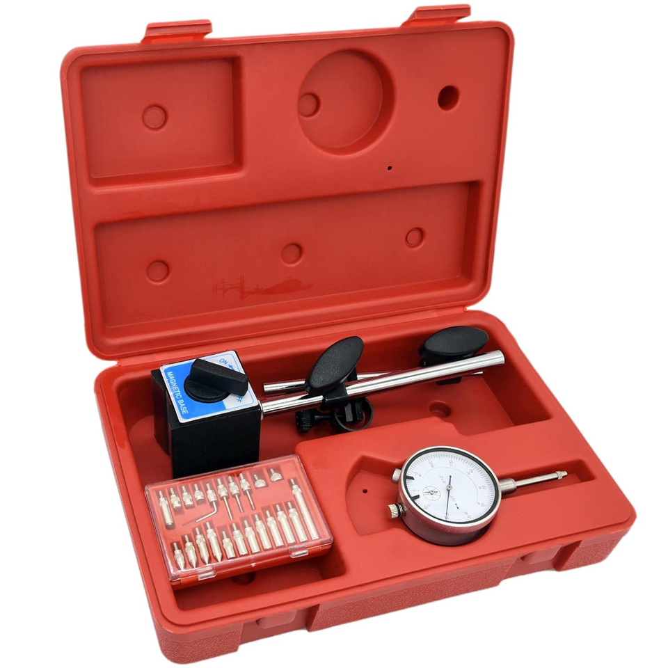 Dial Indicator with Magnetic Base, 0-1.0" Tester Gage, 0.001" Precision ...