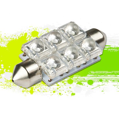 41MM RED INTERIOR DOME 12V LIGHT BULB LAMP w/6 X 5MM SUPER FLUX LED ...