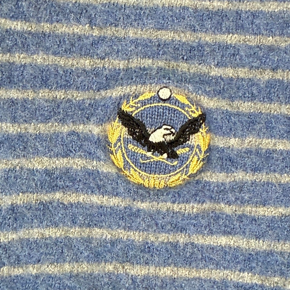 Donald Ross womens blue striped 100% merino wool 1/4 zip sweater | eBay