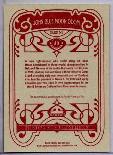 John Blue Moon Odom On Card Auto 2012 Panini Golden Age A's | eBay