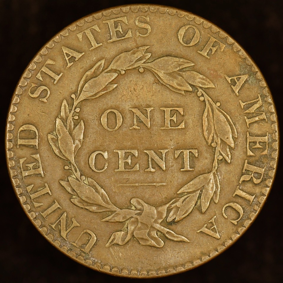 1820 CORONET HEAD LARGE CENT VF VERY FINE DETAIL 1C COIN SMALL B ...
