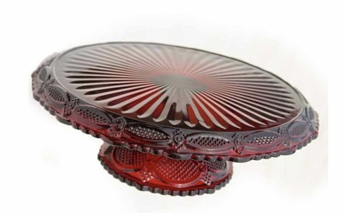 Vintage Avon “1876 Cape Cod Collection” Ruby Red Glass Pedestal Cake ...
