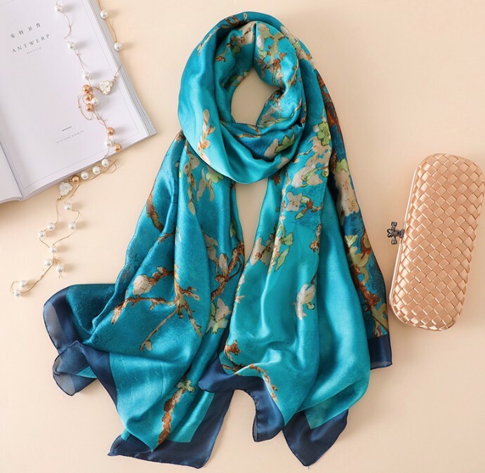 edel Halstuch Seide 180x90 orange Seidenschal Seidentuch Tuch ...