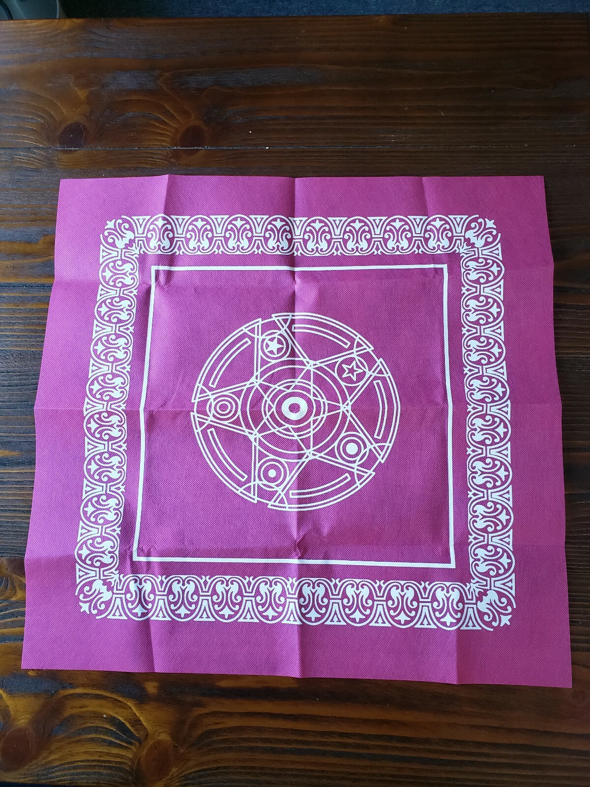 Wiccan Alter Pentagram Mat Tarot Table Cloth Tapestry- Pink 49CM x 49CM ...