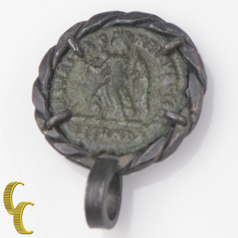 Ancient Roman Coin Pendant Silver Antiqued Bezel - Historical Artifact ...
