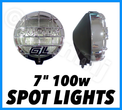 7" 100w LARGE SPOT LIGHTS with Guards Cars 4x4 Jeep Van etc (185mm ...
