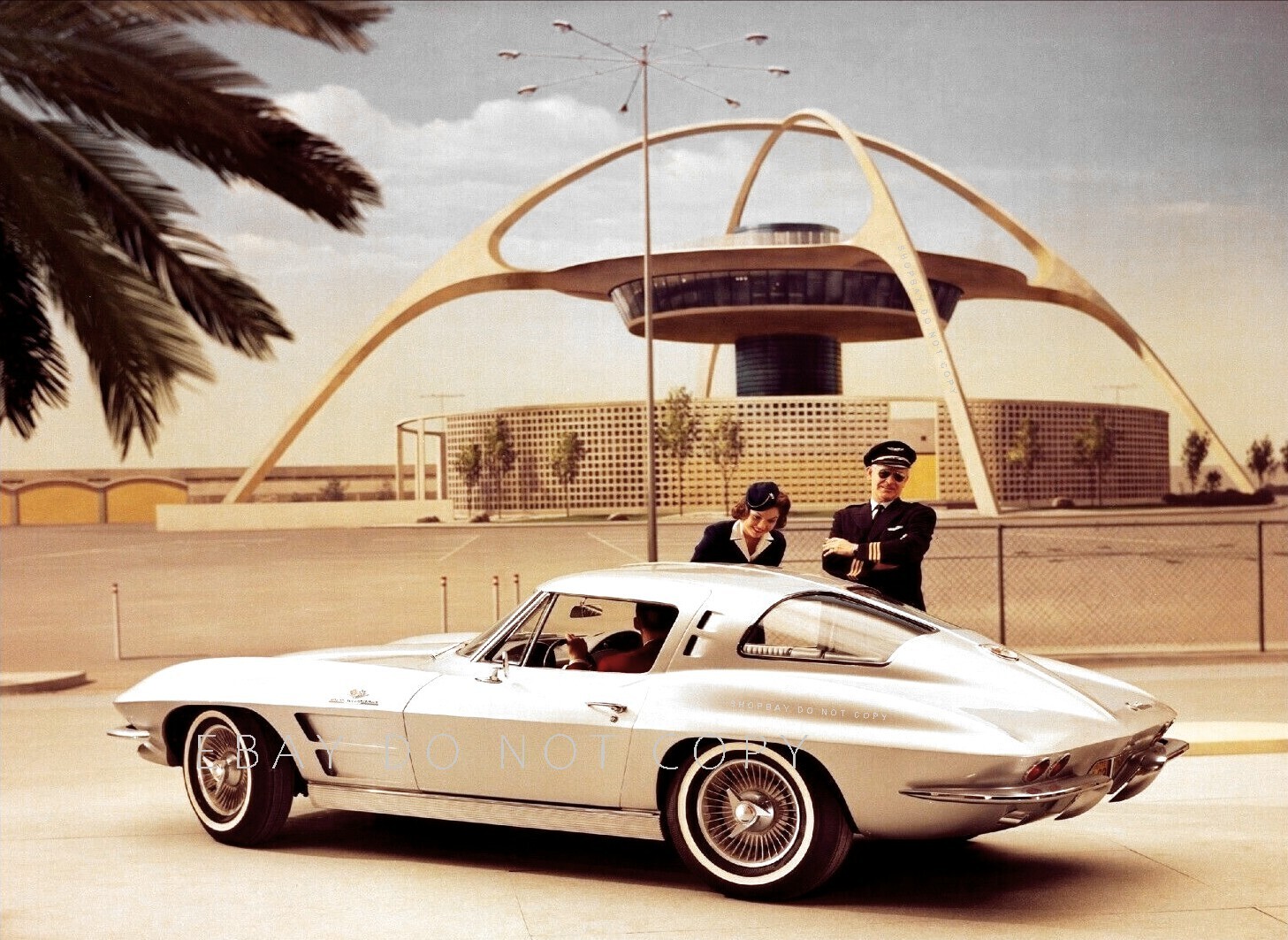 1963 CORVETTE Stingray LAX Space Age Arches Los Angeles Airport 8x11 ...