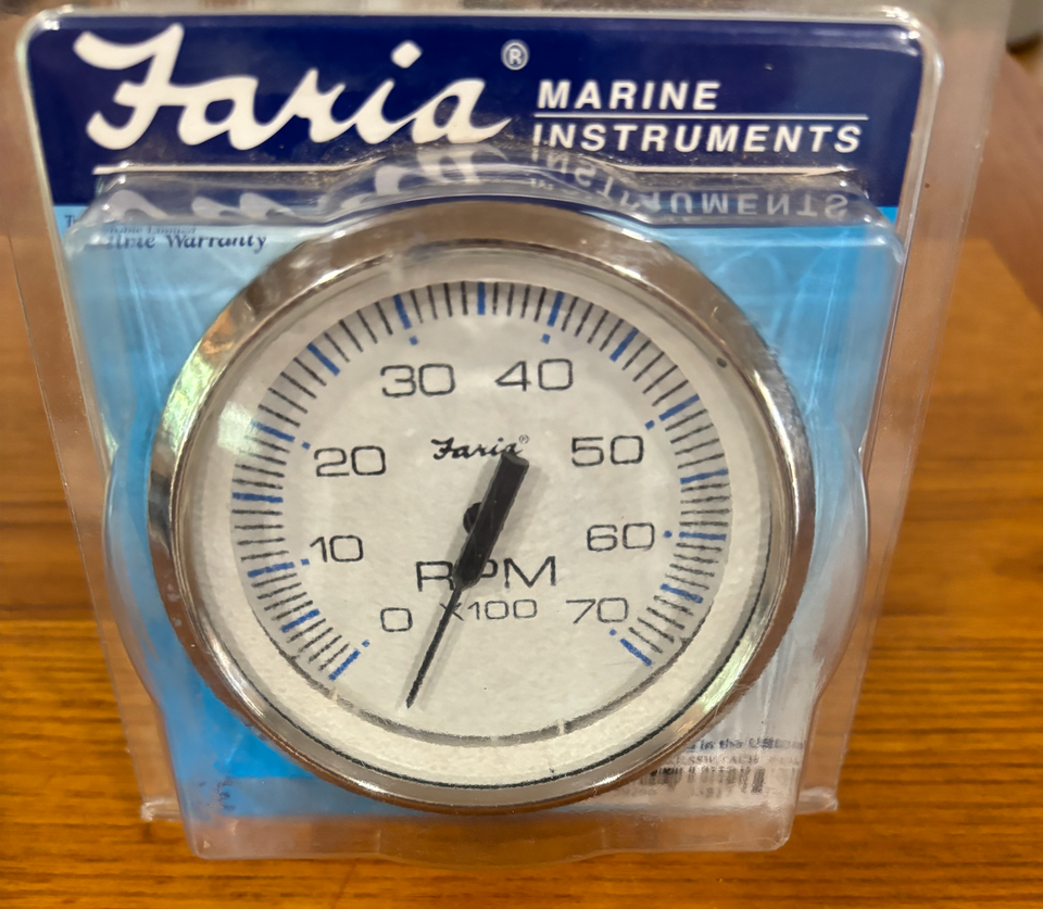 FARIA CHESAPEAKE WHITE SS 4" TACHOMETER 7000 RPM GAS | eBay