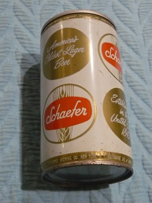 White SCHAEFER BEER CAN Pull Tab open 12 oz empty A Family Tradition ...
