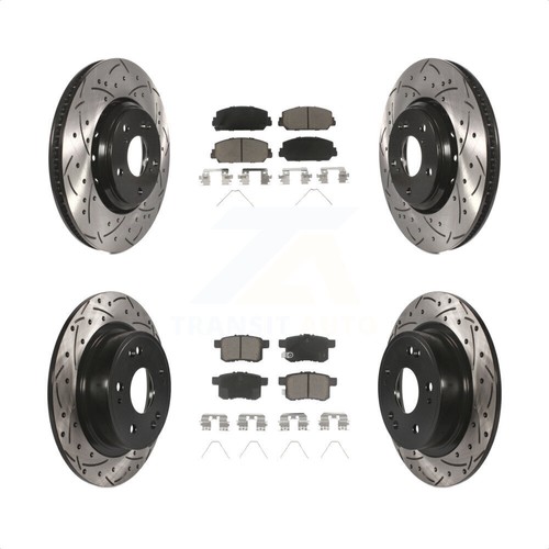 [Front+Rear] Coated Drill Slot Disc Brake Rotor Ceramic Pad Kit For ...