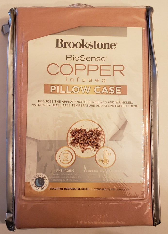 Standard Pillowcase, Brookstone BioSense Copper Infused Pillow Case 2 ...