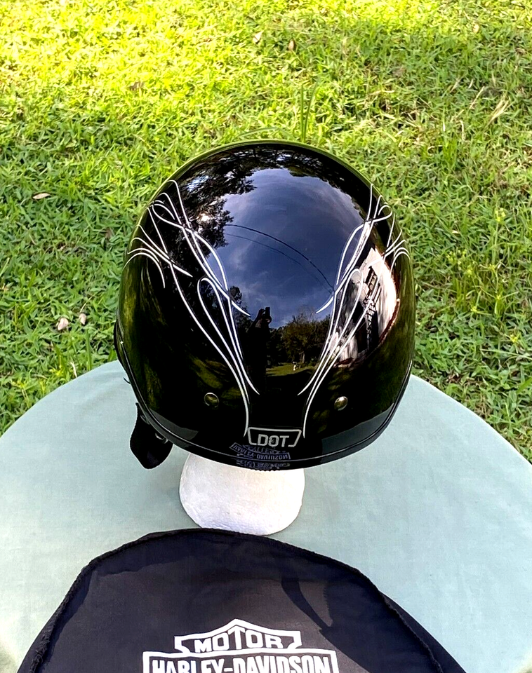 Harley Davidson HD-2 Half Shell Black Flames Helmet Size Small OEM w ...
