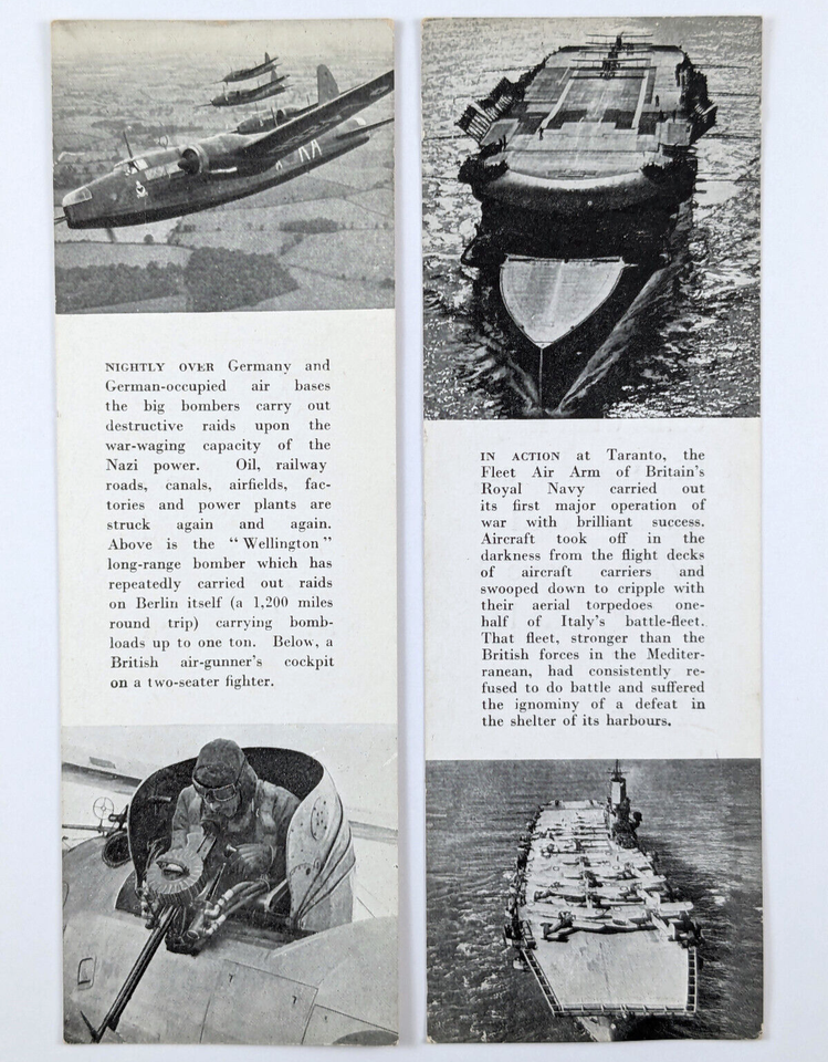 Lot 4 WWII British Propaganda Bookmarks Royal Air Force Royal Navy 1941 ...