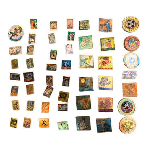 Set 50 Vintage Stereo Lenticular Badge Pins Kids Children Soviet Era ...