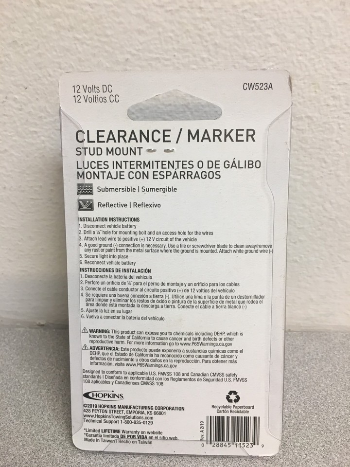 Hopkins Amber Square Clearance/Side Marker LED Light 8093357 | eBay