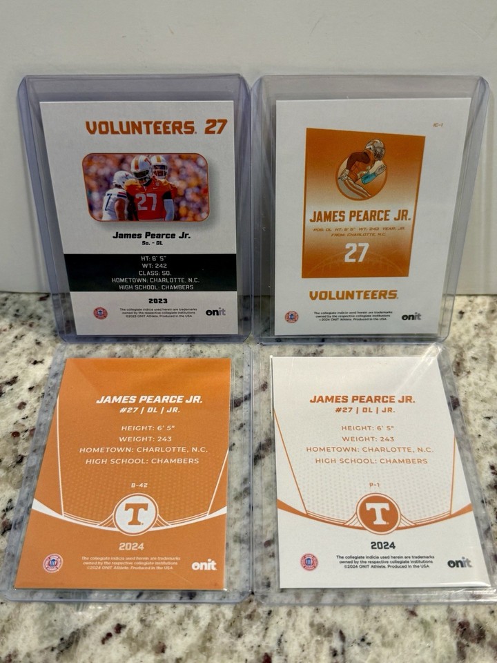 BOGO 50% James Pearce Jr Tennessee Vols Onit Athlete Football Cards Lot ...