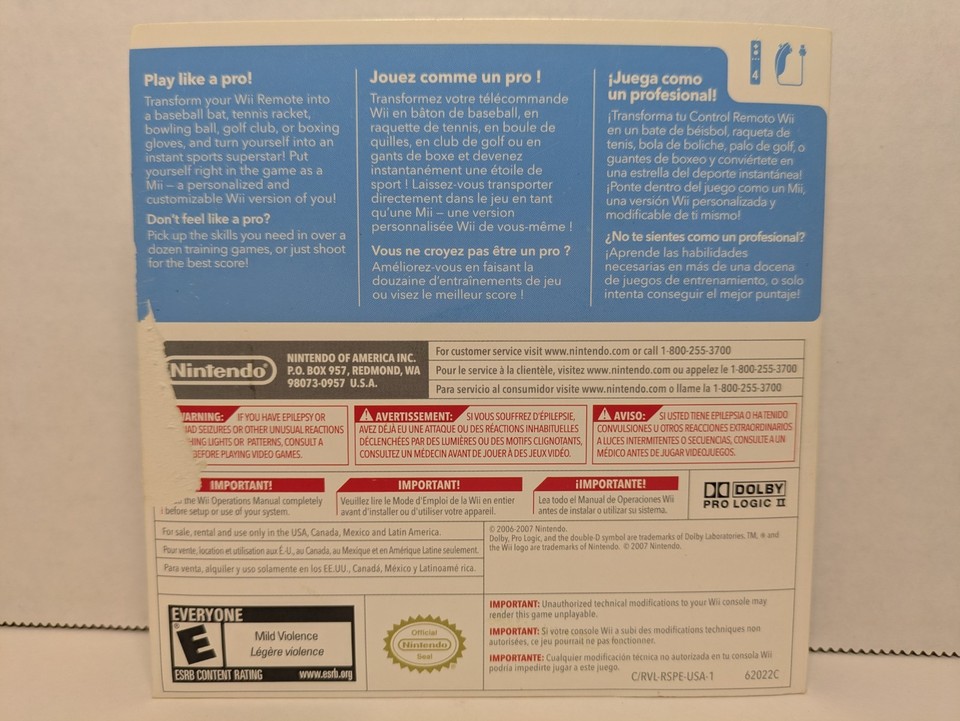 Wii Sports (Nintendo Wii, 2006) Sleeved CIB Complete W/ Manual Tested ...