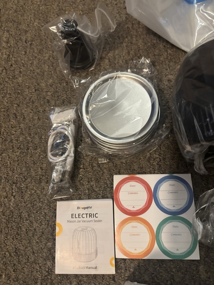 **Bougerv Vacuum Sealer Kit for Mason Jars, Portable, Auto Stop, 7 ...