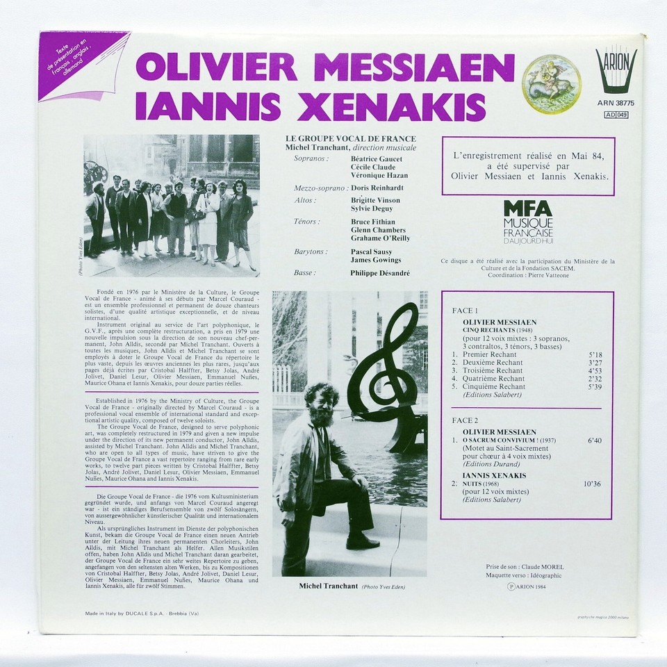 MESSIAEN 5 rechants ⸺ XENAKIS nuits ⸺ MICHEL TRANCHANT ⸺ ARION LP NM | eBay