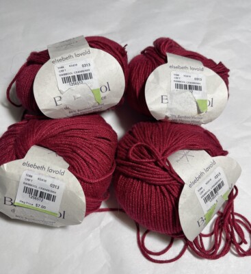 ELSEBETH LABOLD BAMBOOL YARN. 4pk. CRANBERRY-I Combine Ship,See Detail ...