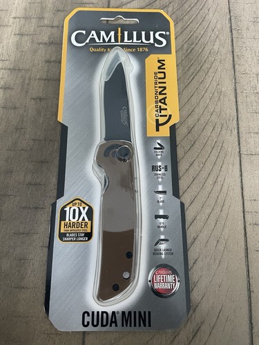 Camillus Mini Linerlock Folding Knife 3" Titanium AUS-8 Steel Blade G10 Handle | eBay