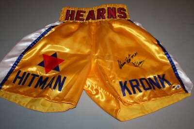 THOMAS HEARNS SIGNED Autographed Custom KRONK BOXING TRUNKS 'HITMAN ...