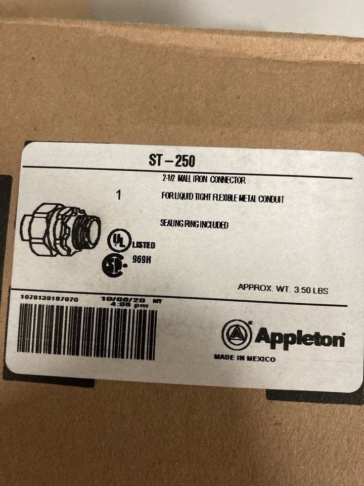 Appleton ST-250 2 1/2 Liquid Tight Flexible Metal Conduit Straight ...