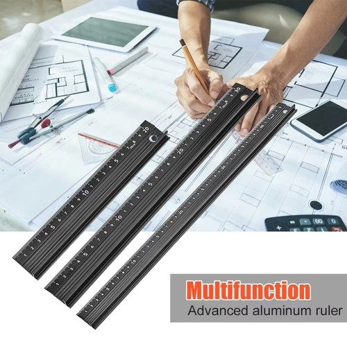20/30/45cm Aluminum Alloy Protective Ruler Non-slip Woodworking Ruler ...