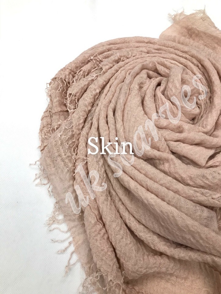 New Crimp Crinkle Frayed Edges Maxi Scarf Hijab Crimped Scarves Habiba ...