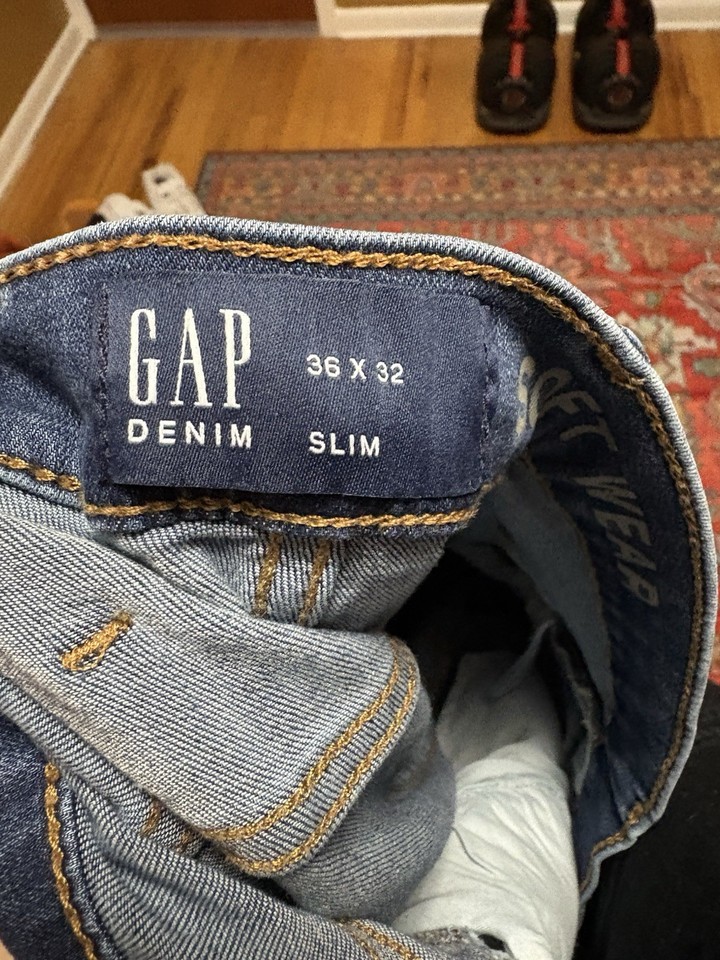 Gap Jeans Size 36x32 Lot Of Three Pairs Dark Wash Light Wash And Black ...