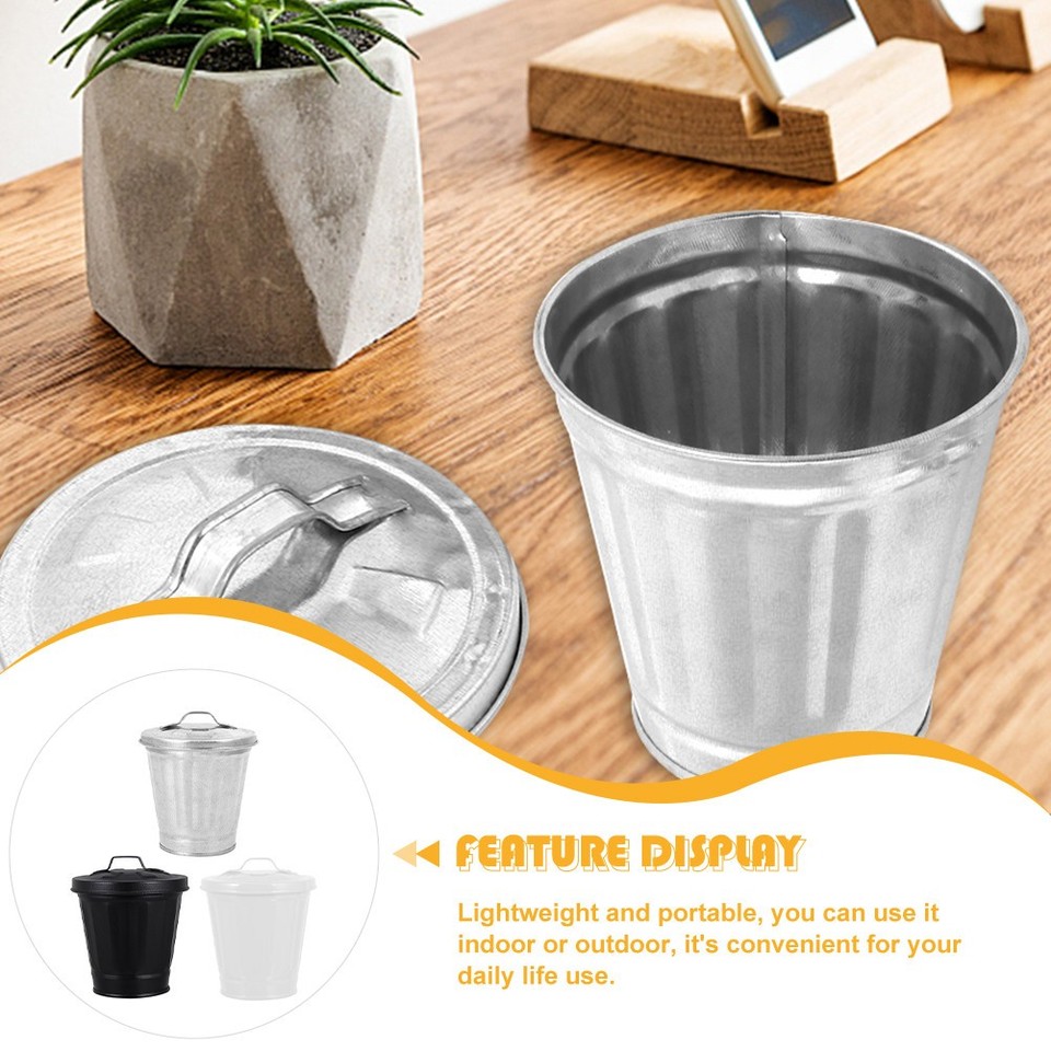 3 Pcs Waste Container Flowerpot with Lid Adorable Bin Desk Trash Can ...