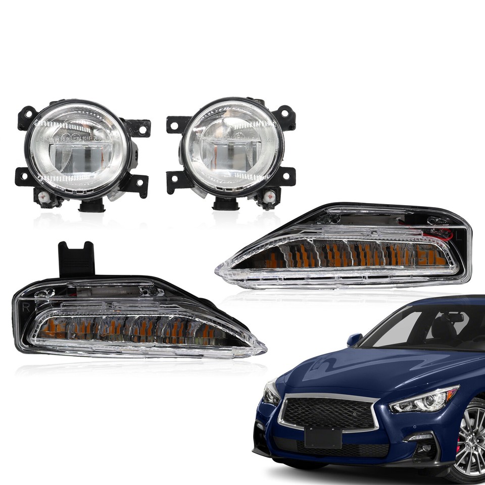 For Infiniti Q50 Q50S Sport 2014-2019 2020 LED Bumper Fog Lamp Turn ...