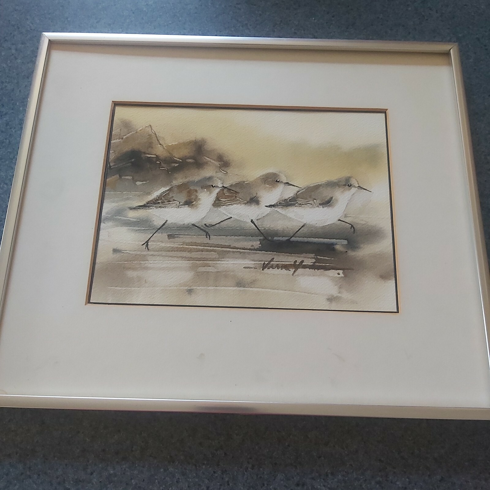Vern Yoder Original Watercolor Painting of Three Sanderlings birds on ...