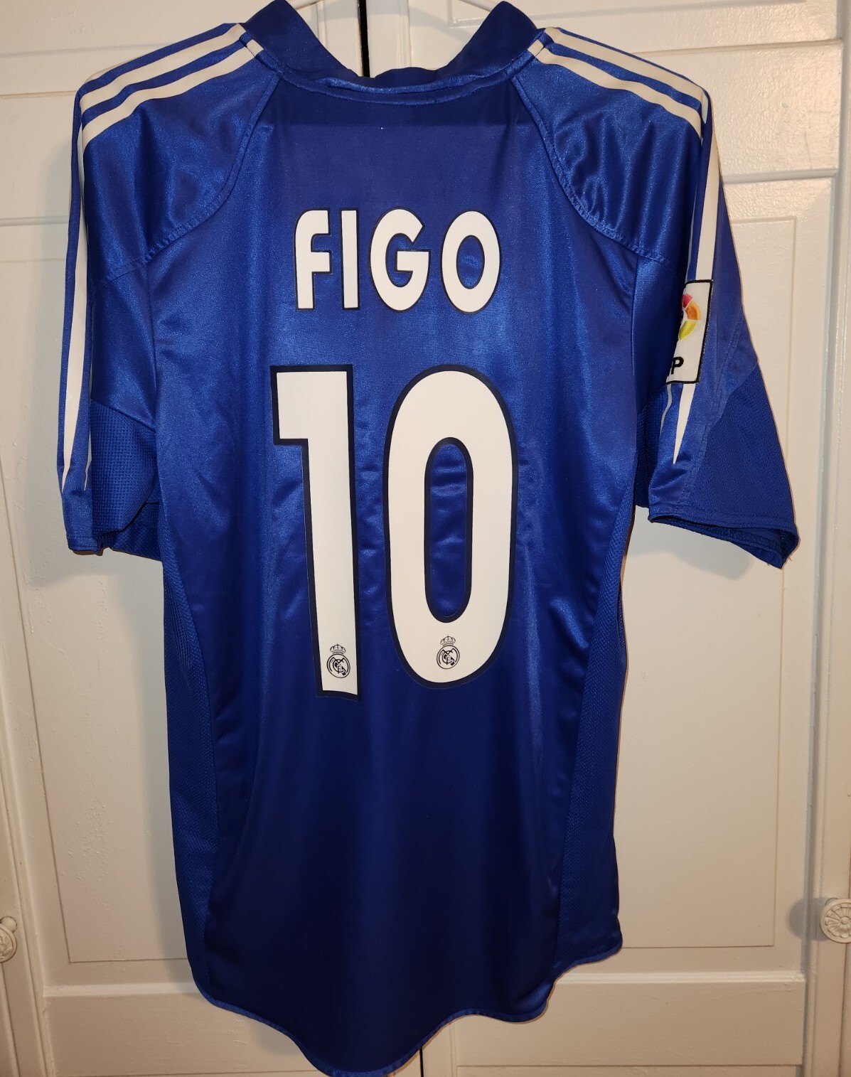 Figo Real Madrid Adidas Soccer Jersey Kit Size LFP Patch Medium | eBay