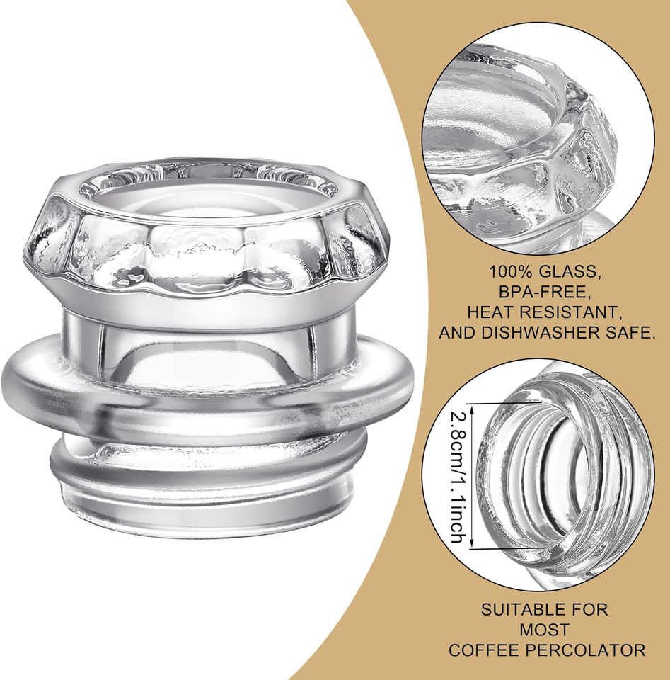 4 Pcs Coffee Percolator Glass Top Replacement Glass Coffee Filter Knob ...